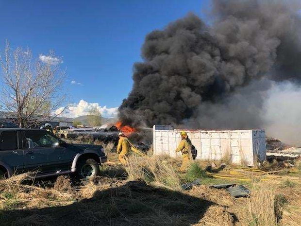 Debris, Used Auto Parts and Tires Burn in Commercial Road Fire ...